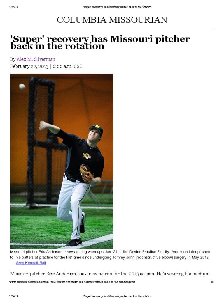 'Super' Recovery Has Missouri Pitcher Back in The Rotation | PDF ...