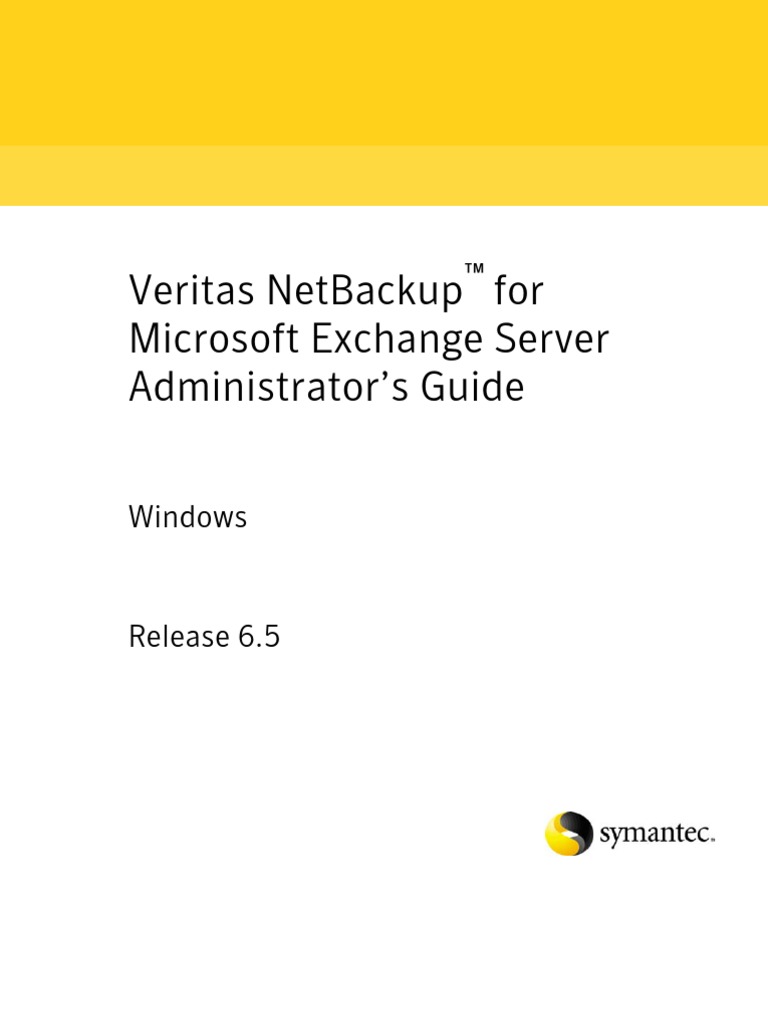 Veritas Netbackup For Microsoft Exchange Server Administrator'S Guide | PDF | Microsoft Exchange ...