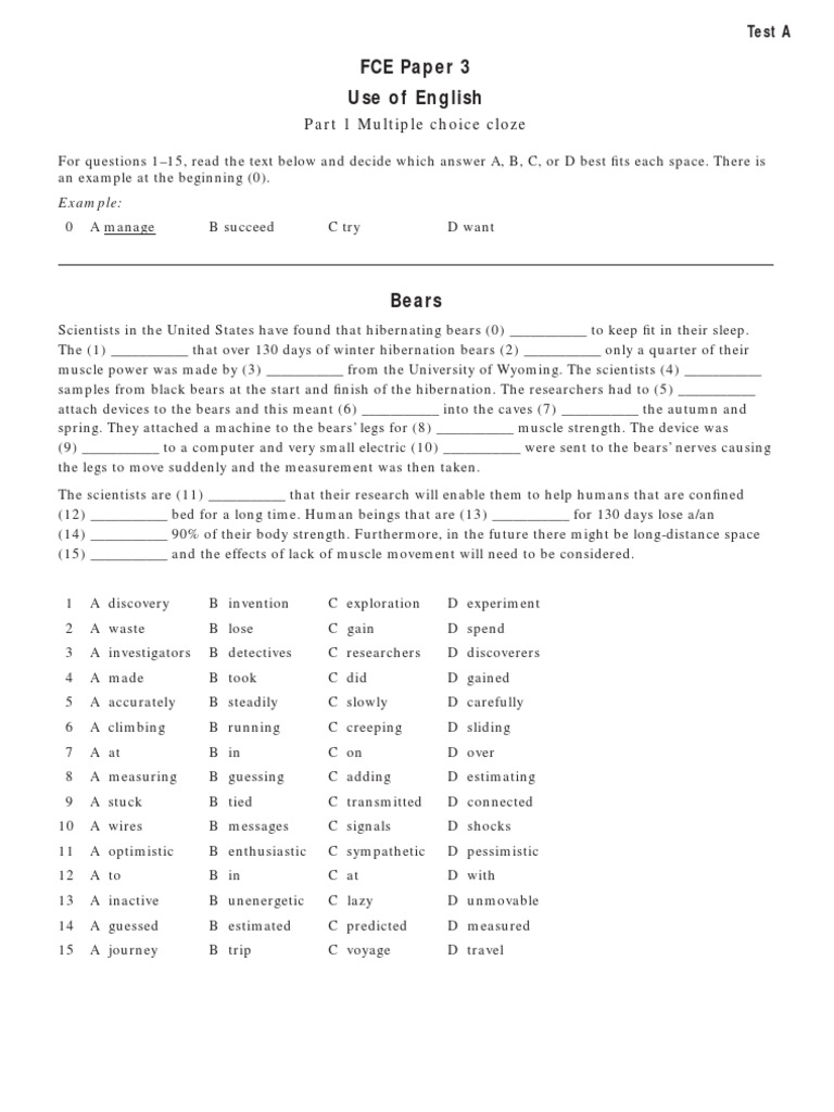ESOL - FCE - Use of English 6 With Answers | PDF | Car | Test (Assessment)