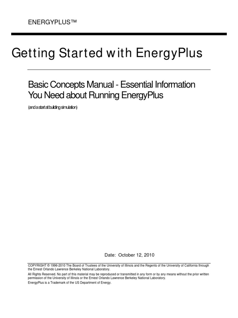 Getting Started With Energyplus: Basic Concepts Manual - Essential ...