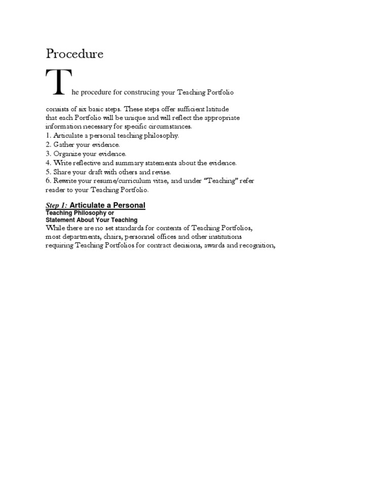 Steps to Create a Teaching Portfolio | PDF | Career & Growth
