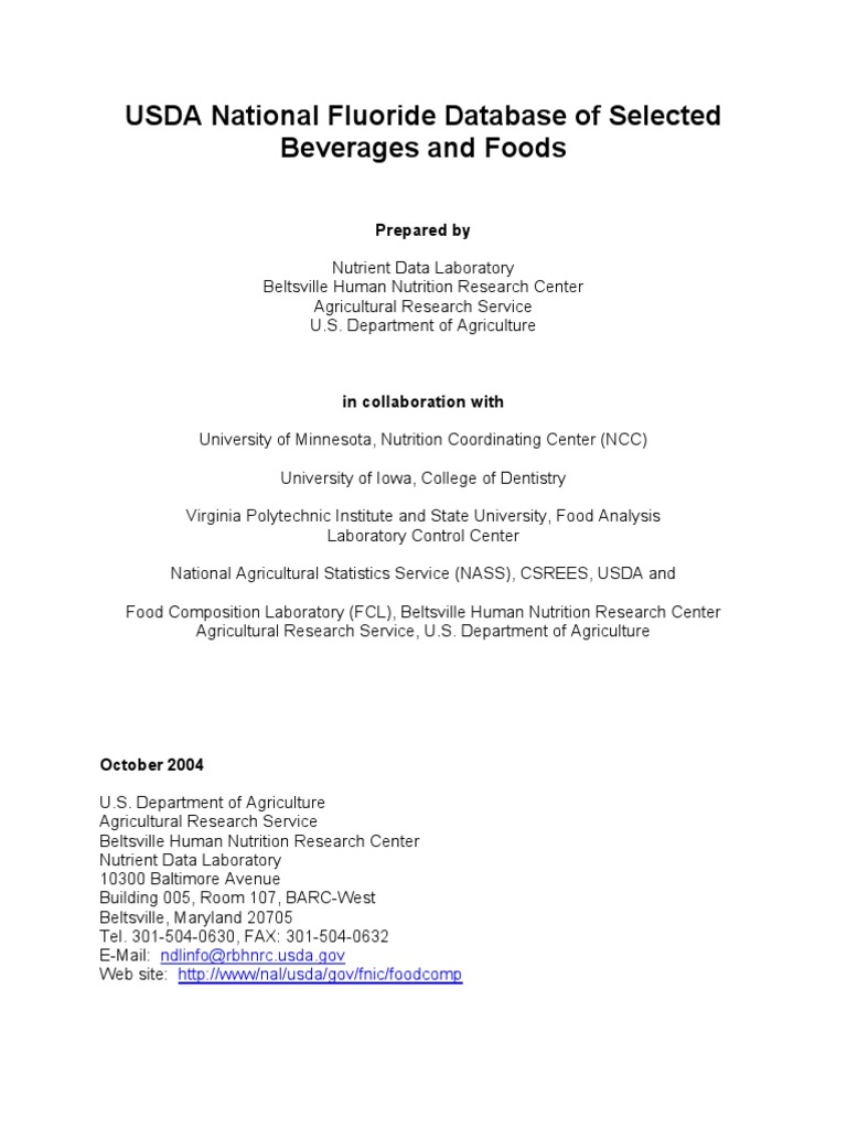 USDA Foods With Fluoride | PDF | Fluoride | Drink