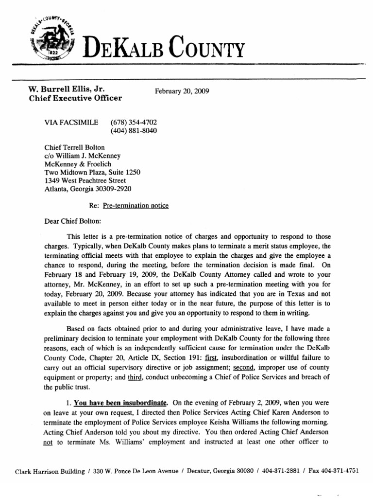 Pre Termination Letter | PDF