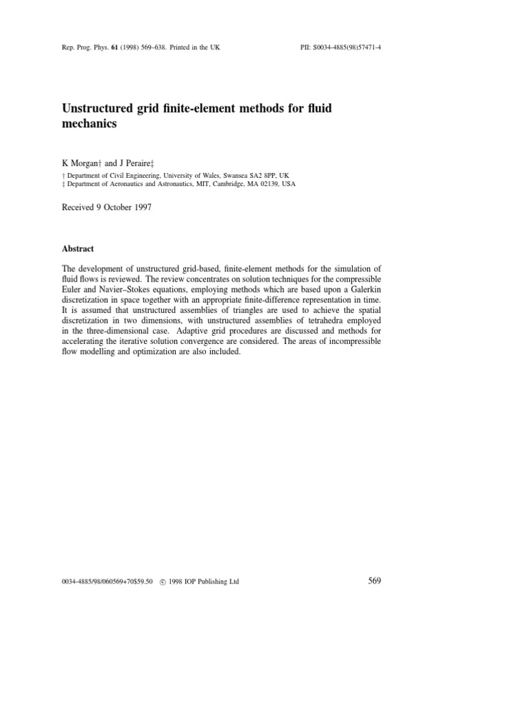 Unstructured Grid Finite-Element Methods for Fluid Flow Simulation | PDF | Calculus Of ...