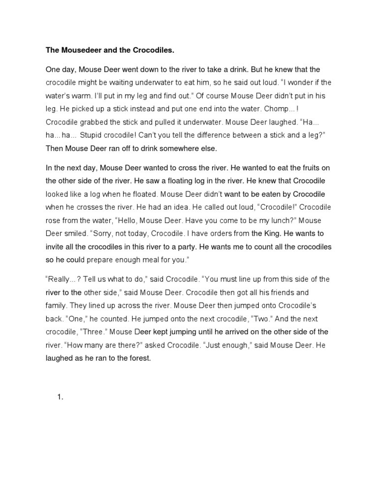 The Clever Mouse Deer and Crocodile | PDF | Poetry