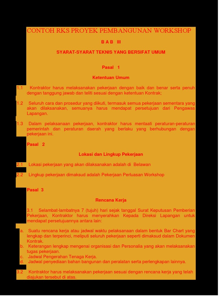 Contoh Rks Proyek Pembangunan Workshop | PDF