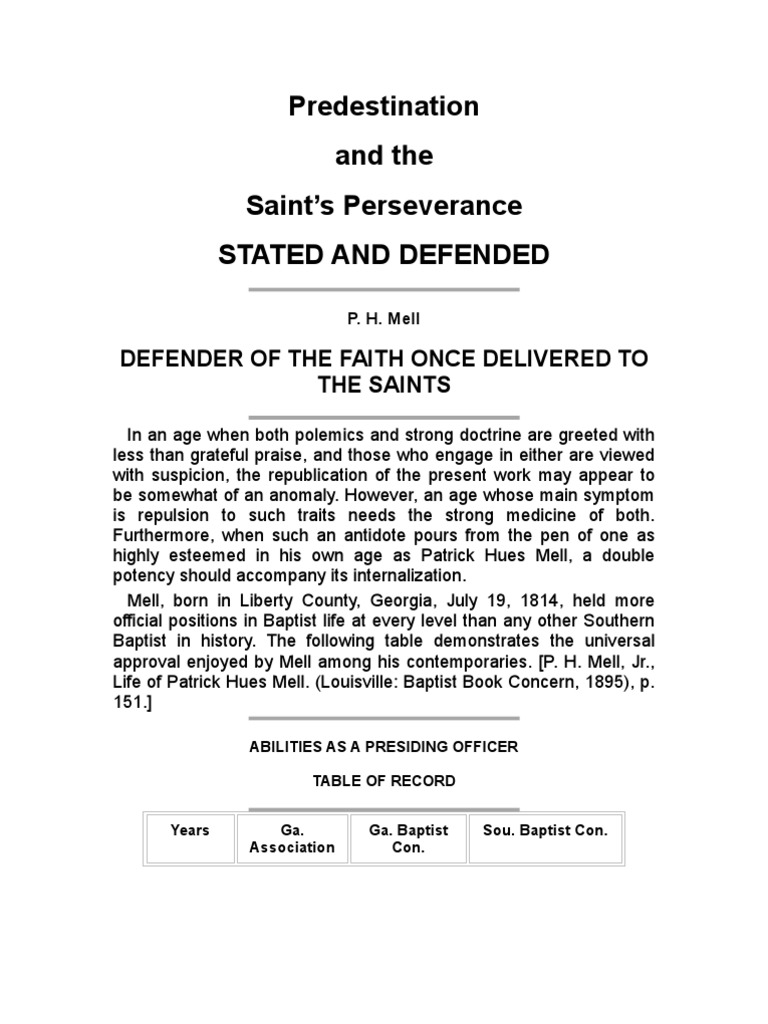 Predestination and Perseverance Explained | PDF | Grace In Christianity ...