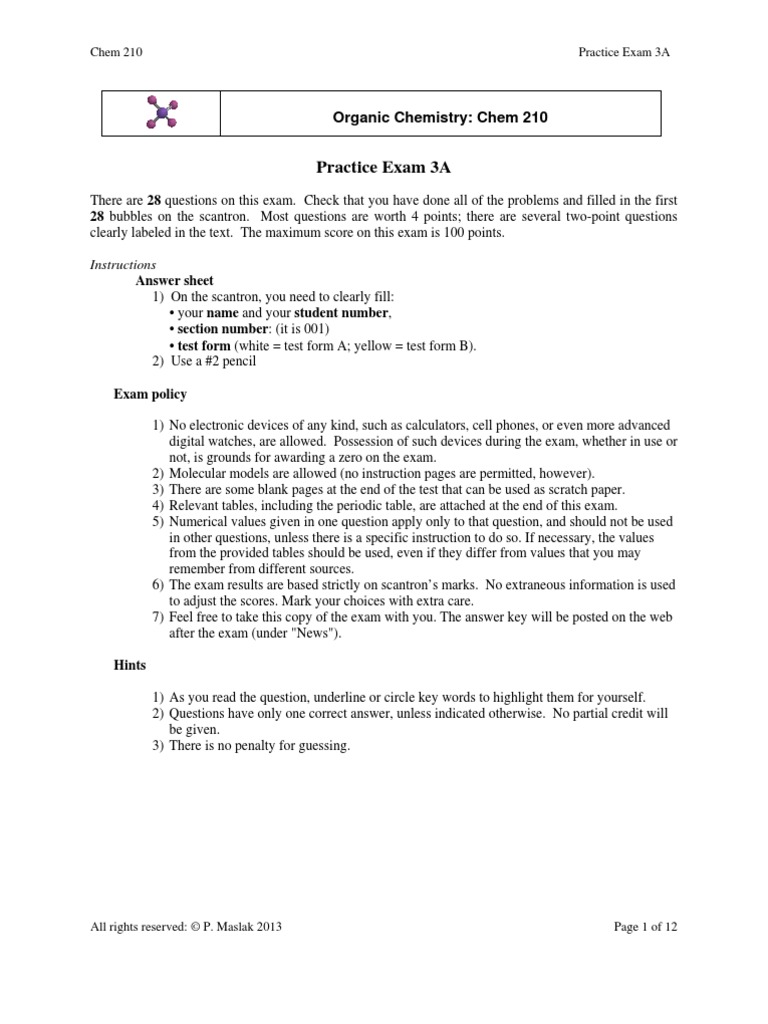 Practice 3A | PDF | Organic Chemistry | Chemistry