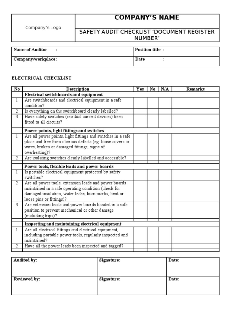 Hse Audit Checklist (Safety) | PDF | Personal Protective Equipment ...