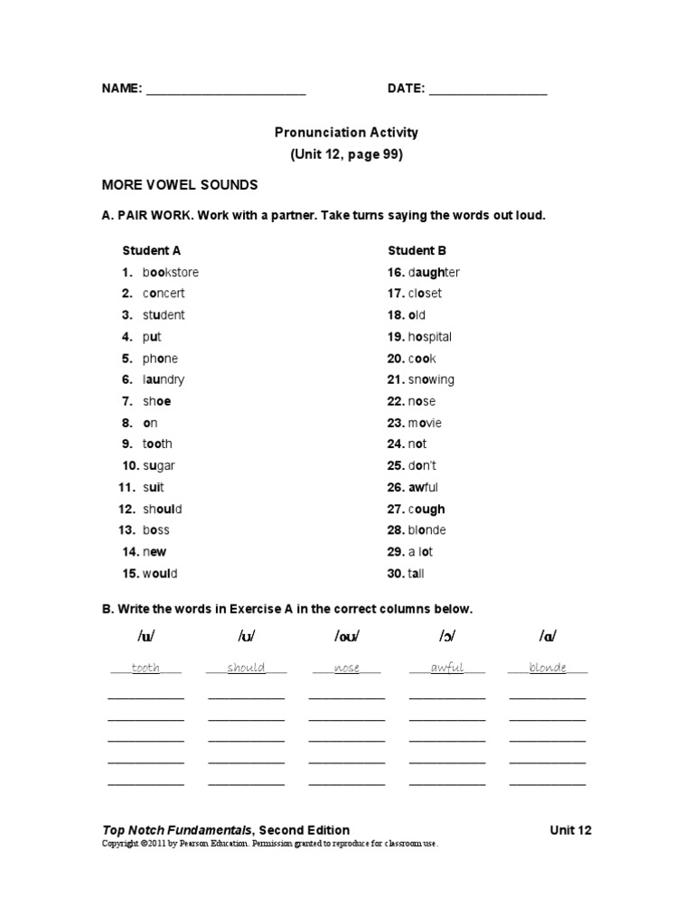 UNIT 12 More Vowel Sounds PDF | PDF