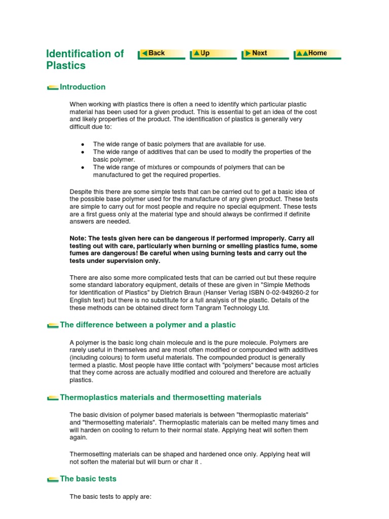 Identification | PDF | Thermoplastic | Plastic