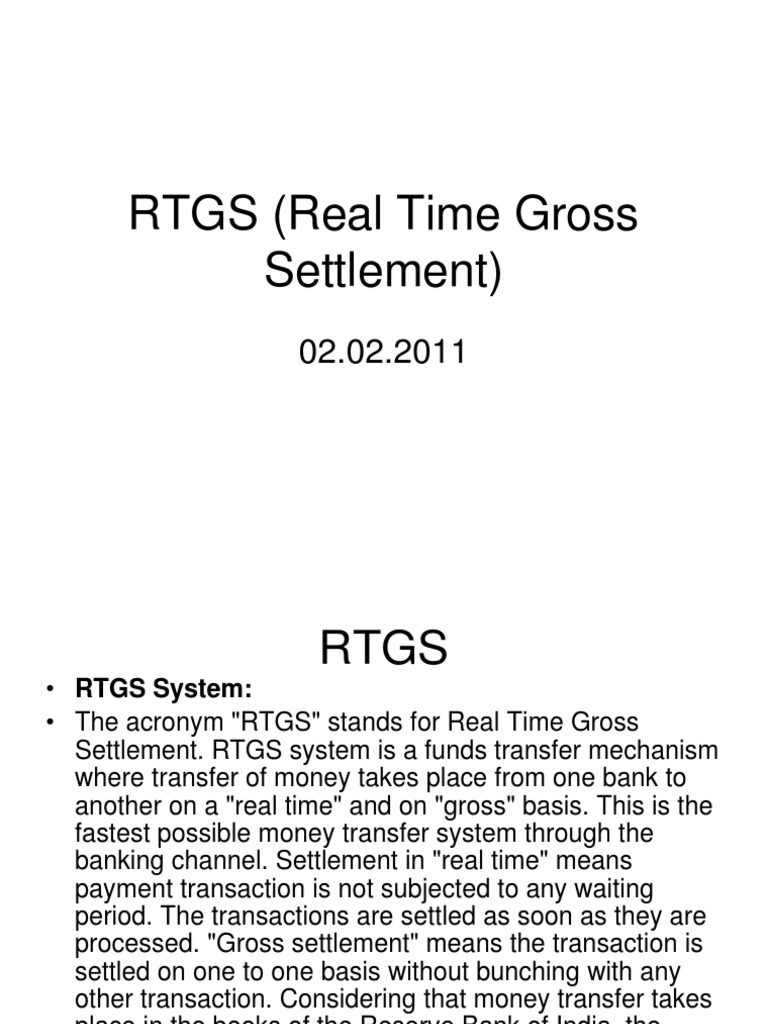 RTGS | PDF | Financial Technology | Finance & Money Management