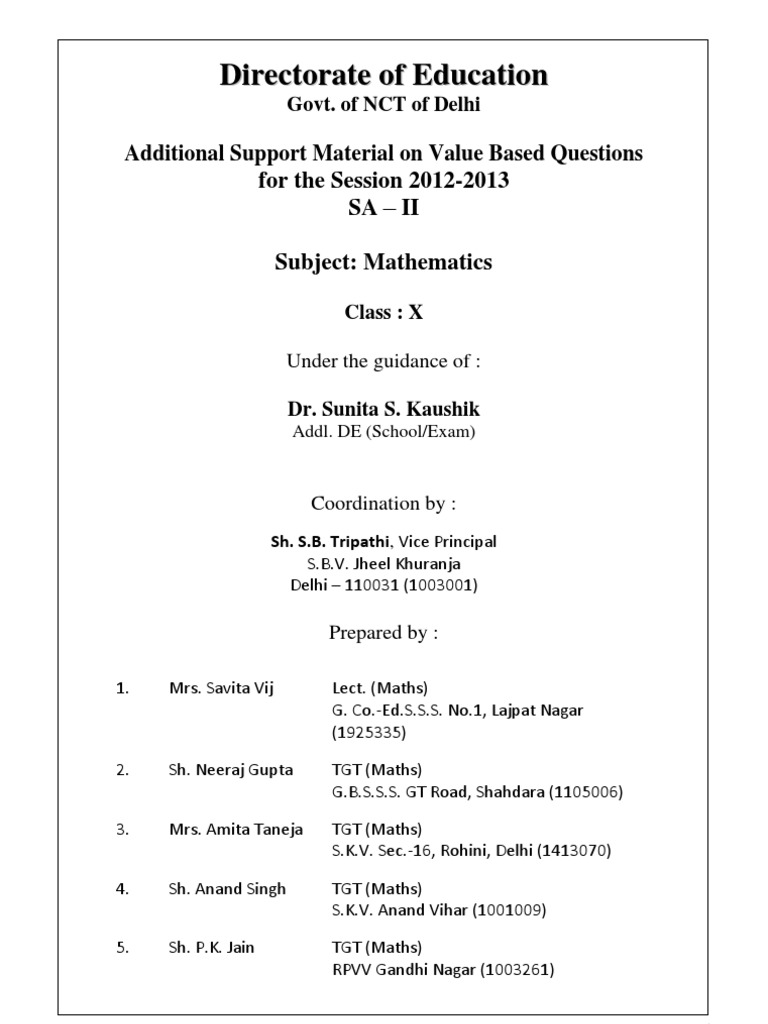 10th Maths Value Based Questions | PDF | Circle | Bus
