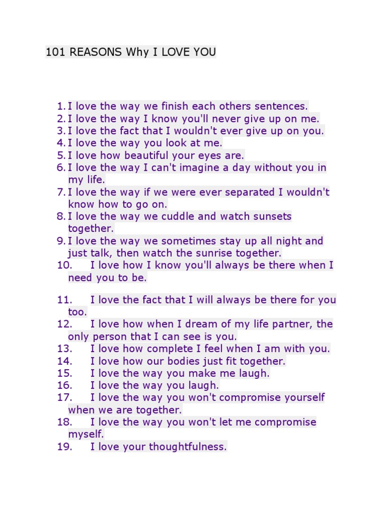 101 Reasons Why I Love You | PDF
