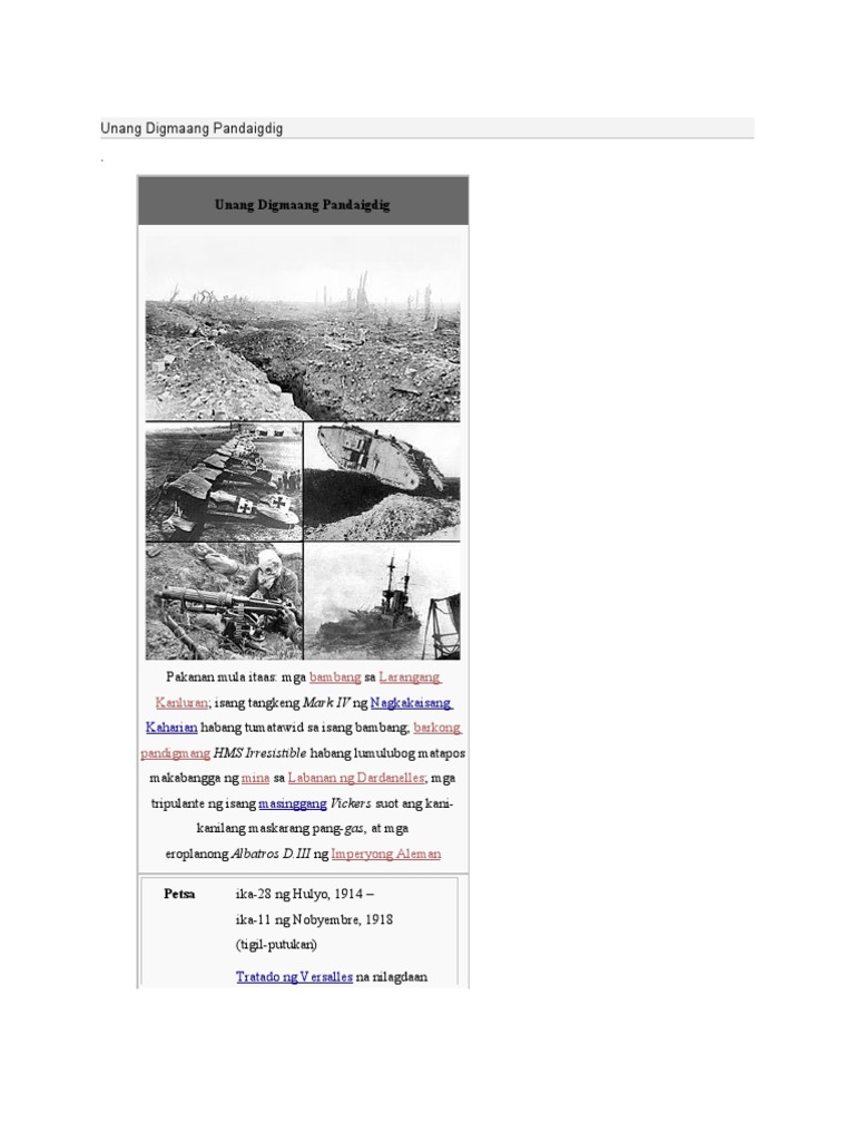 Unang Digmaang Pandaigdig | PDF