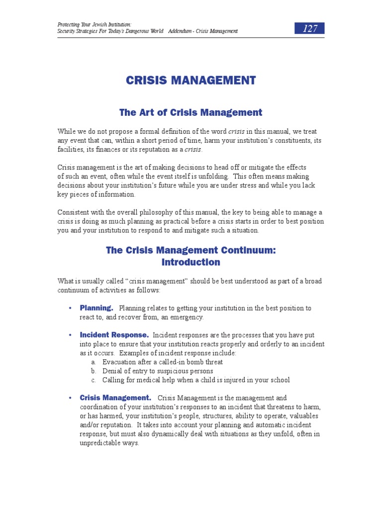 Crisis Management | PDF | Crisis Management | Business Continuity