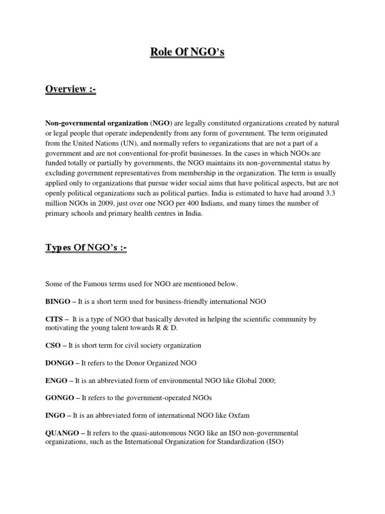 Ngo S Pdf Non Governmental Organization Social Economy