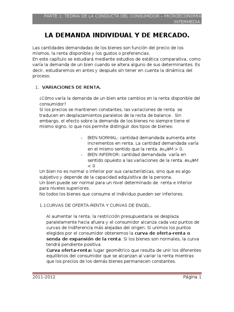La Demanda Individual y de Mercado | Descargar gratis PDF | Elasticidad ...