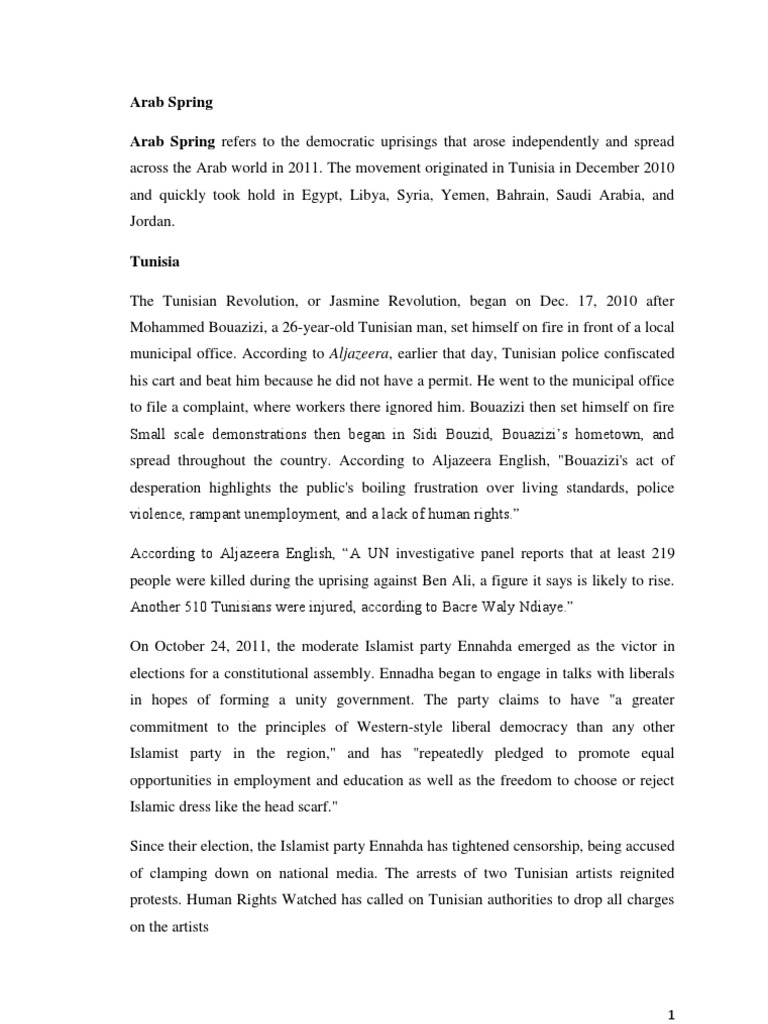The Arab Spring Uprisings: A Summary of Democratic Protests and Their ...