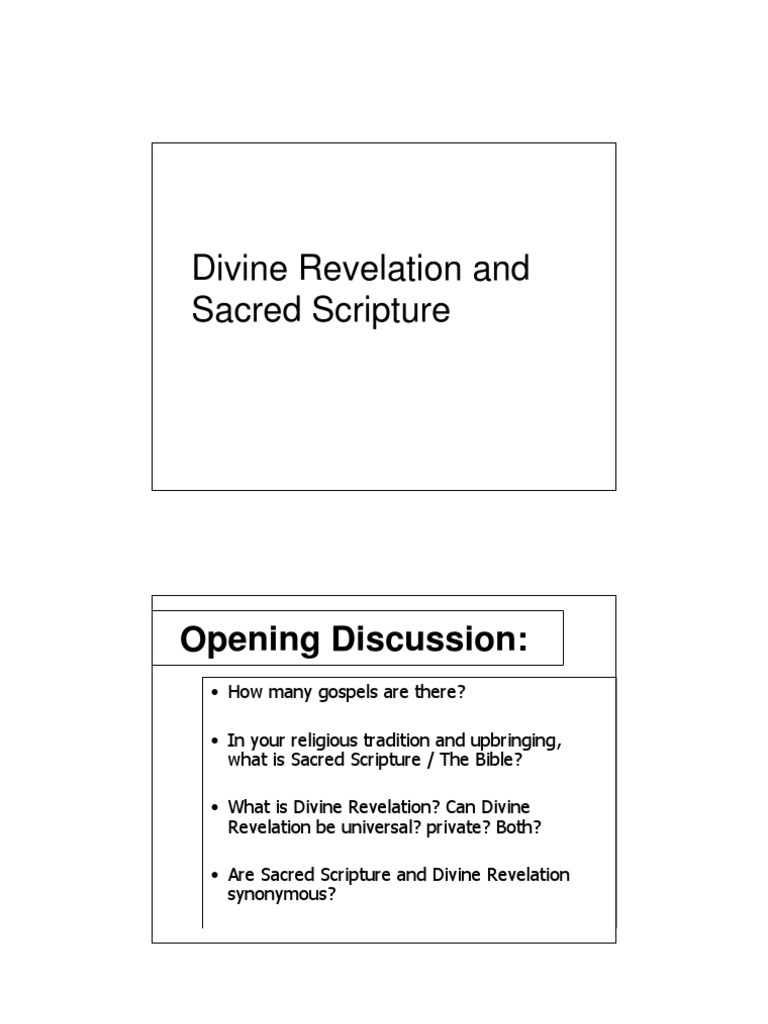 Divine Revelation Sacred Scripture | PDF | Revelation | Bible