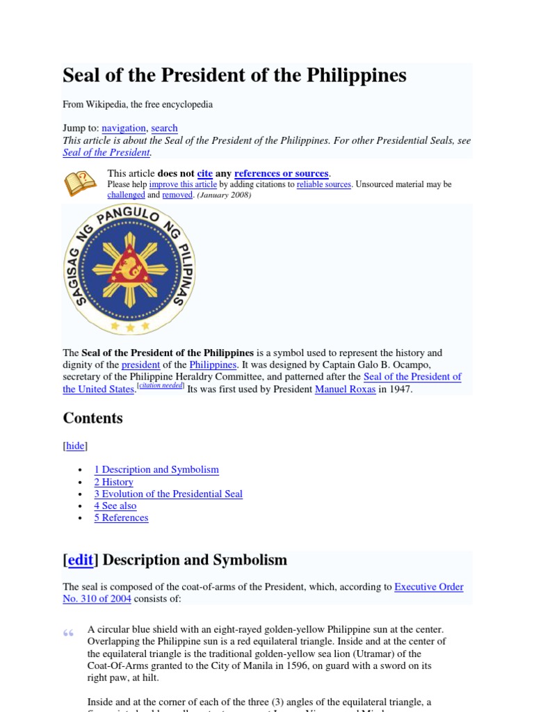 Presidential Seal Symbolizes Philippines History | PDF | Feudalism ...