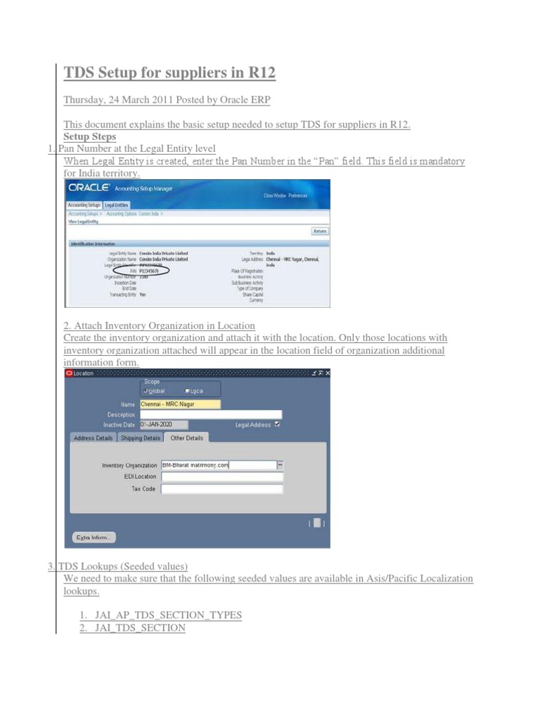 TDS Setup For Suppliers in R12 | PDF | Invoice | Tax Rate