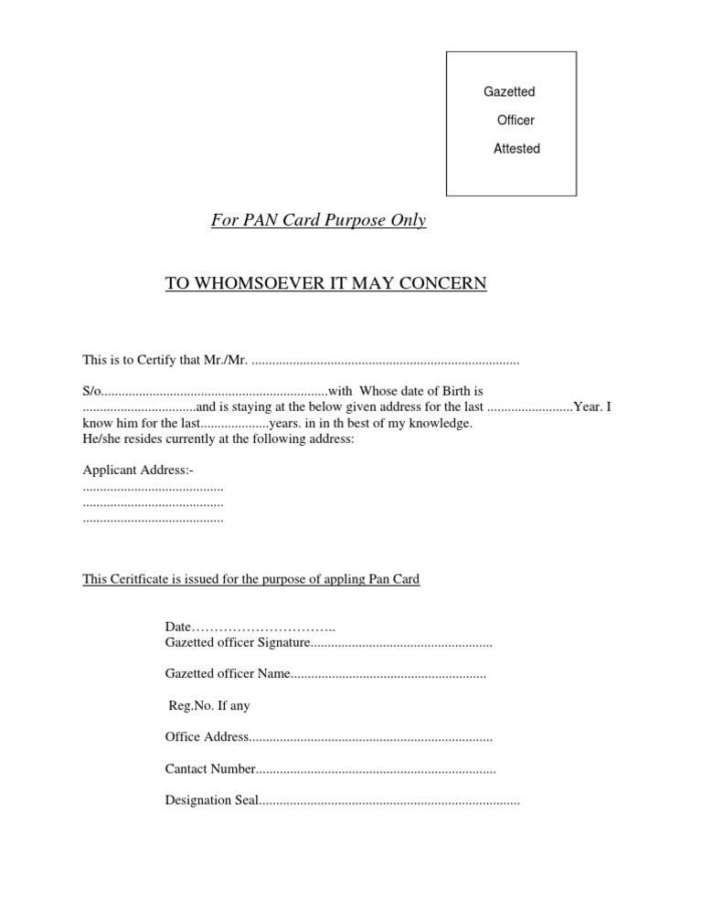 PAN Card Affidavit Certification Template | PDF | Finance & Money ...