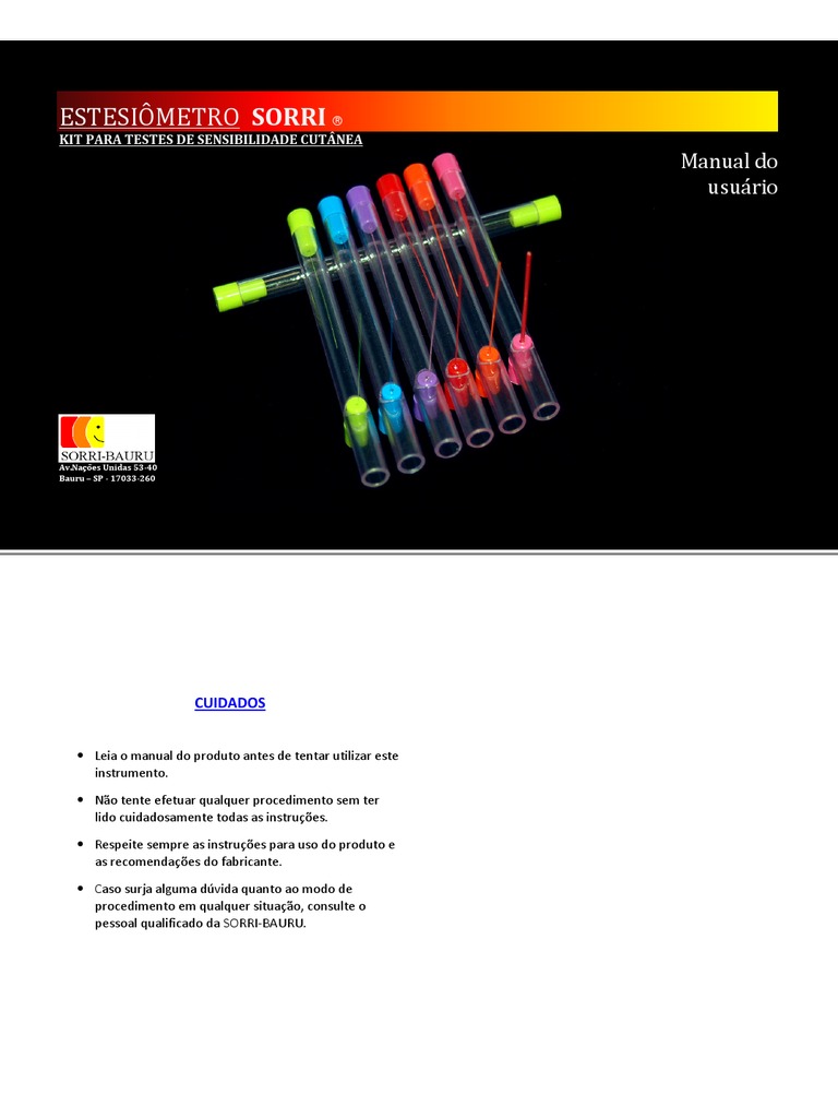 Manual Kit Estesiometro | Logaritmo | Percepção