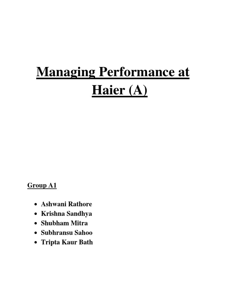 Managing Performance at Haier | PDF | Employment | Motivation Managing Performance at Haier | PDF | Employment | Motivation