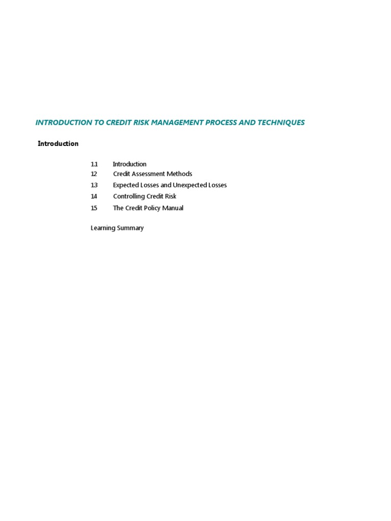 Introduction To Credit Risk Analysis | PDF | Credit Risk | Credit Rating