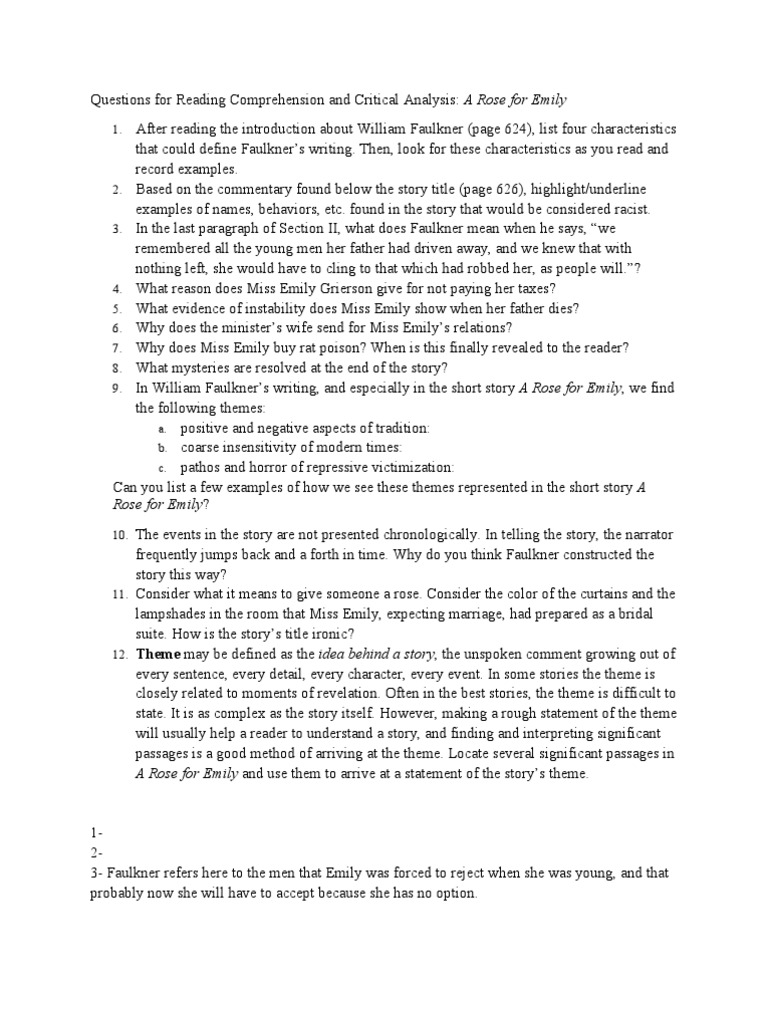 A Rose For Emily | PDF | William Faulkner