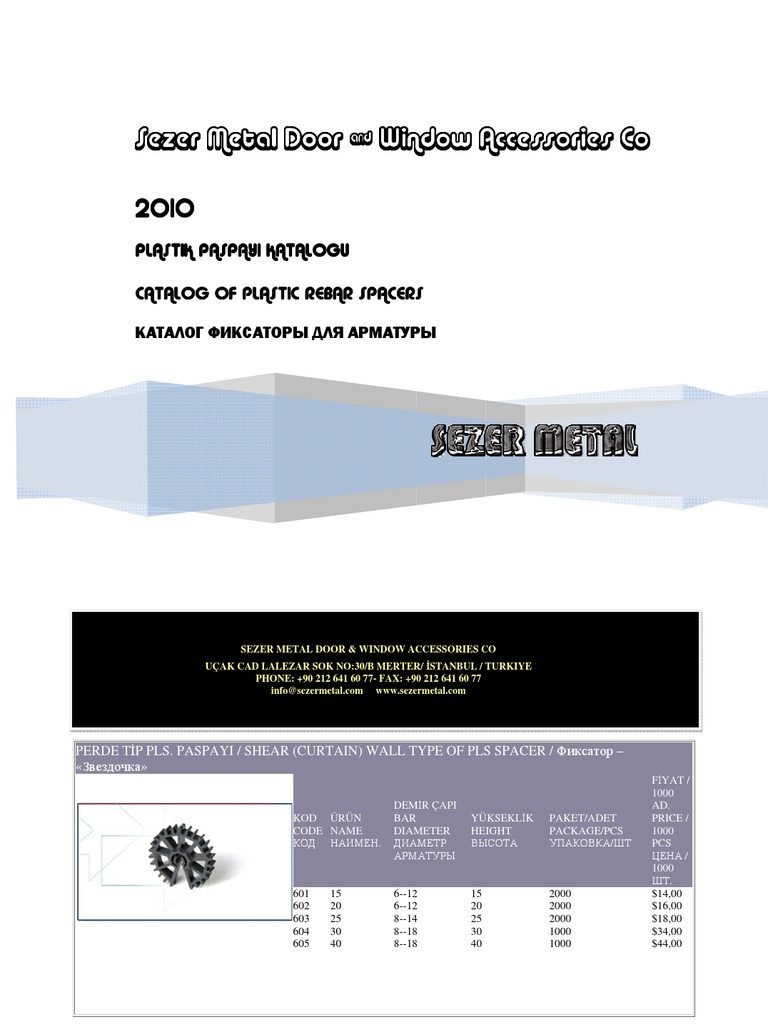 Sezer Metal Rebar Spacers Catalog | PDF | Building Materials | Building ...