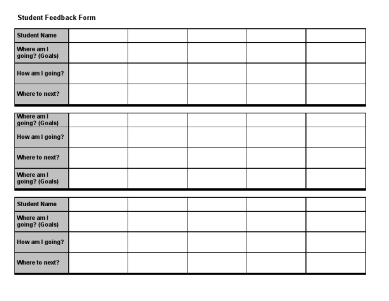 Student Feedback & Goals Form | PDF | Language Arts & Discipline