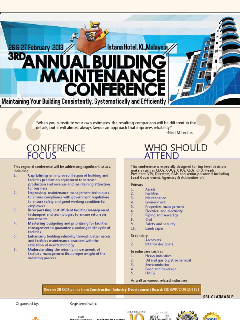 3rd Building Maintenance Conference | PDF | Reliability Engineering ...