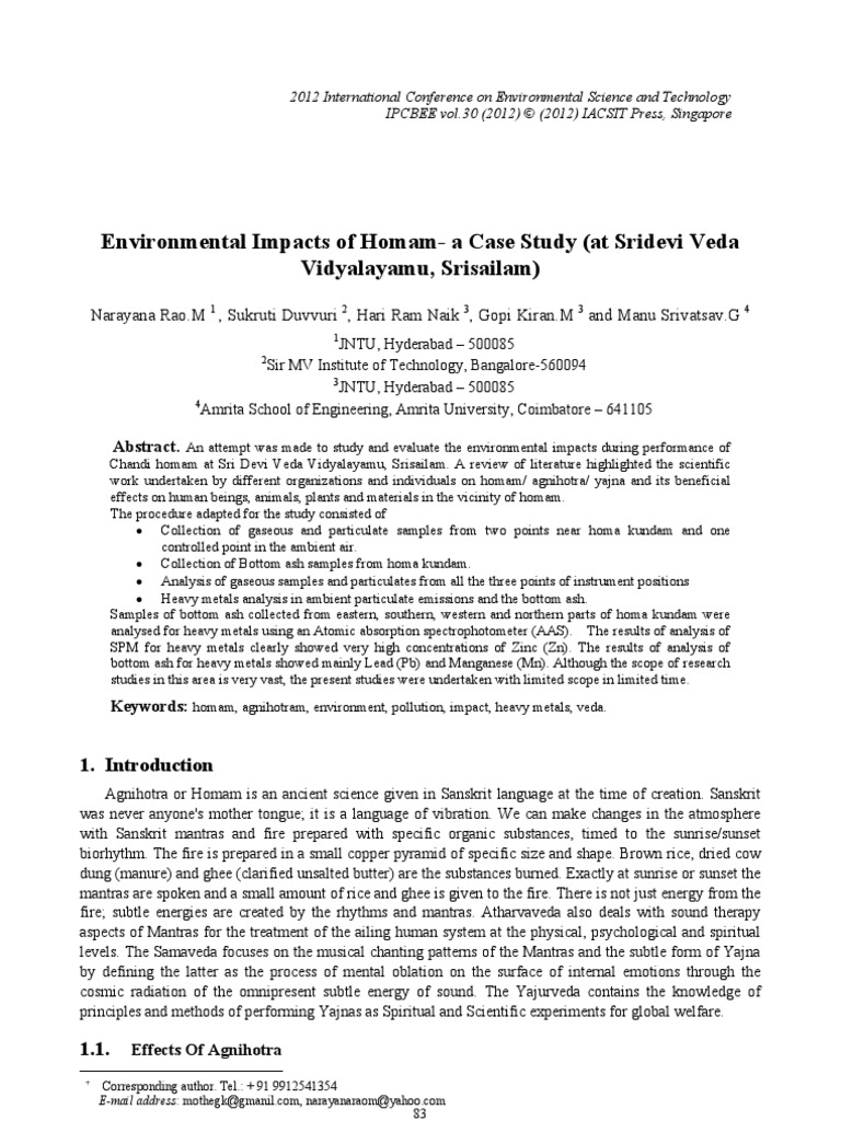 Environmental Impacts of Homam at SRISAILAM | PDF | Particulates ...