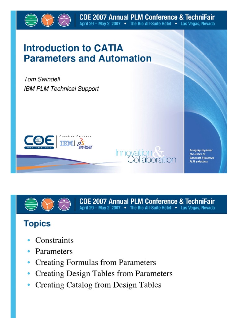 CATIA V5 Parameters and Automation Guide | PDF | Microsoft Excel | Software