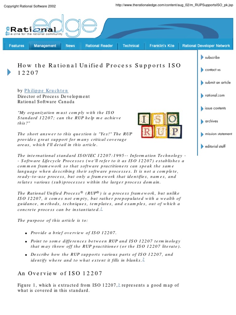 How The Rational Unified Process Supports ISO 12207 | PDF | Software ...