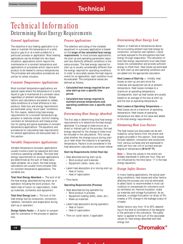 Heat Loss Calculations and Heater Selection Determining Heat Energy ...