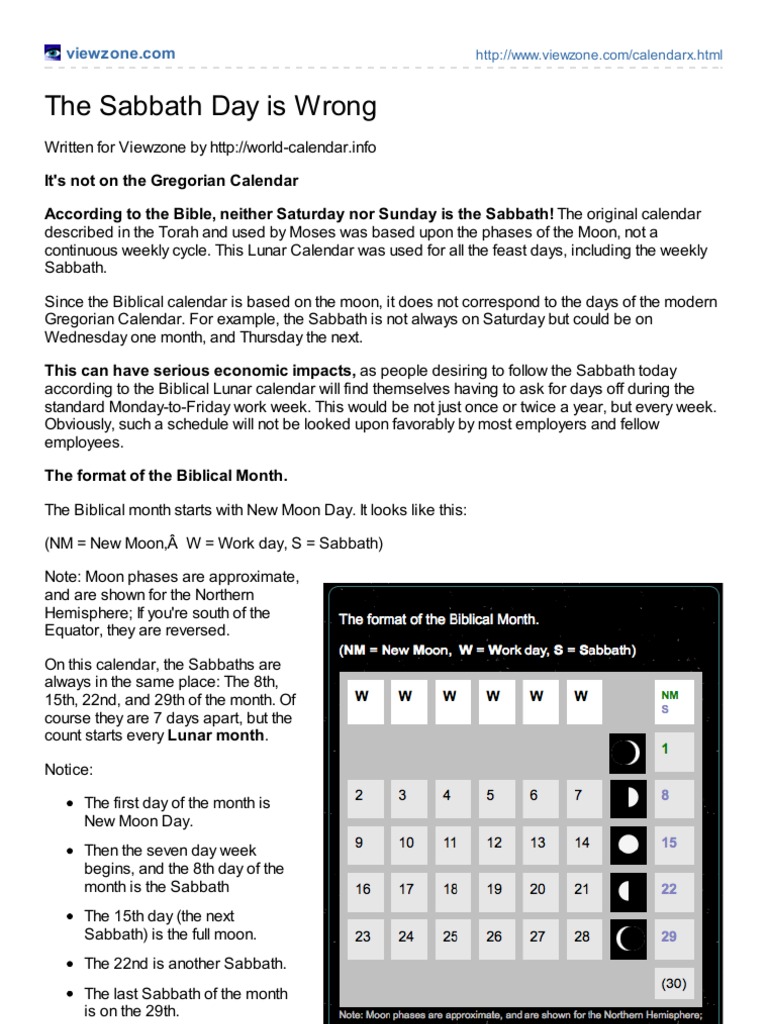 Sabbath Day | Calendar | Ten Commandments