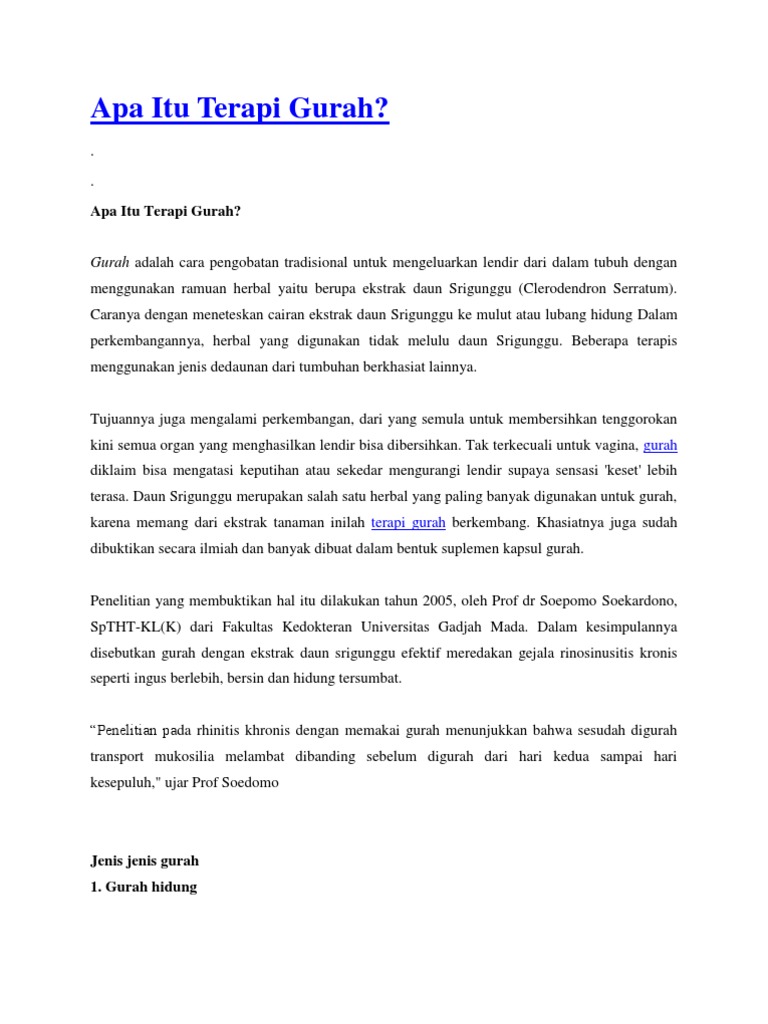 Apa Itu Terapi Gurah | PDF
