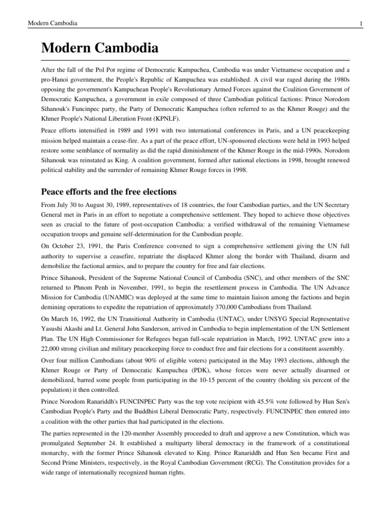 Modern Cambodia: History and Politics | PDF | Southeast Asia | Politics ...