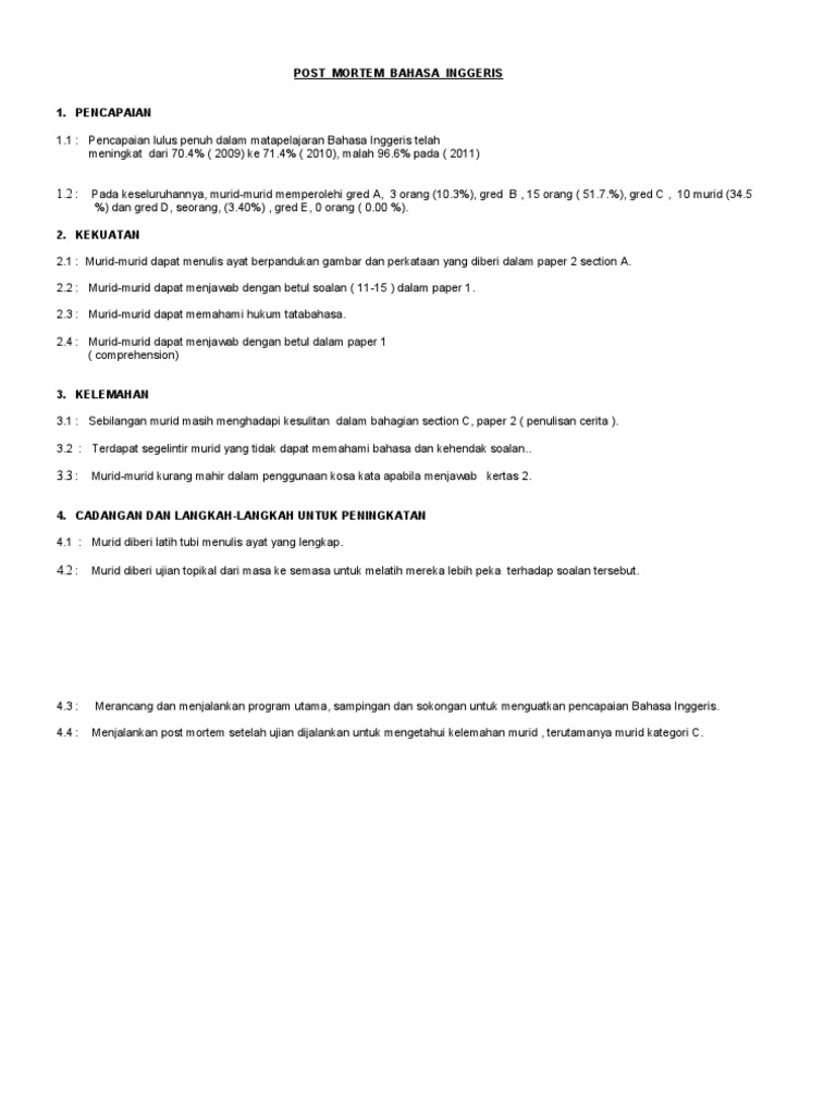 Post Mortem Bahasa Inggeris | PDF