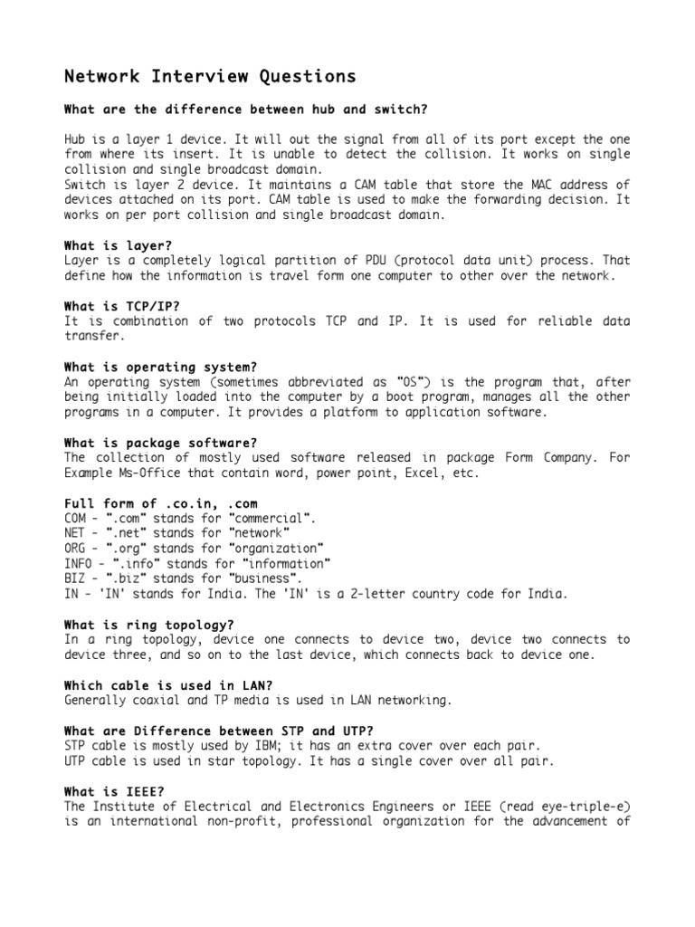 Networking Questions Pdf Pdf Ip Address Computer Network