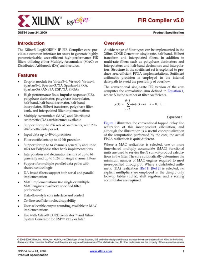 Fir Compiler Xilinx | PDF | Vhdl | Filter (Signal Processing)