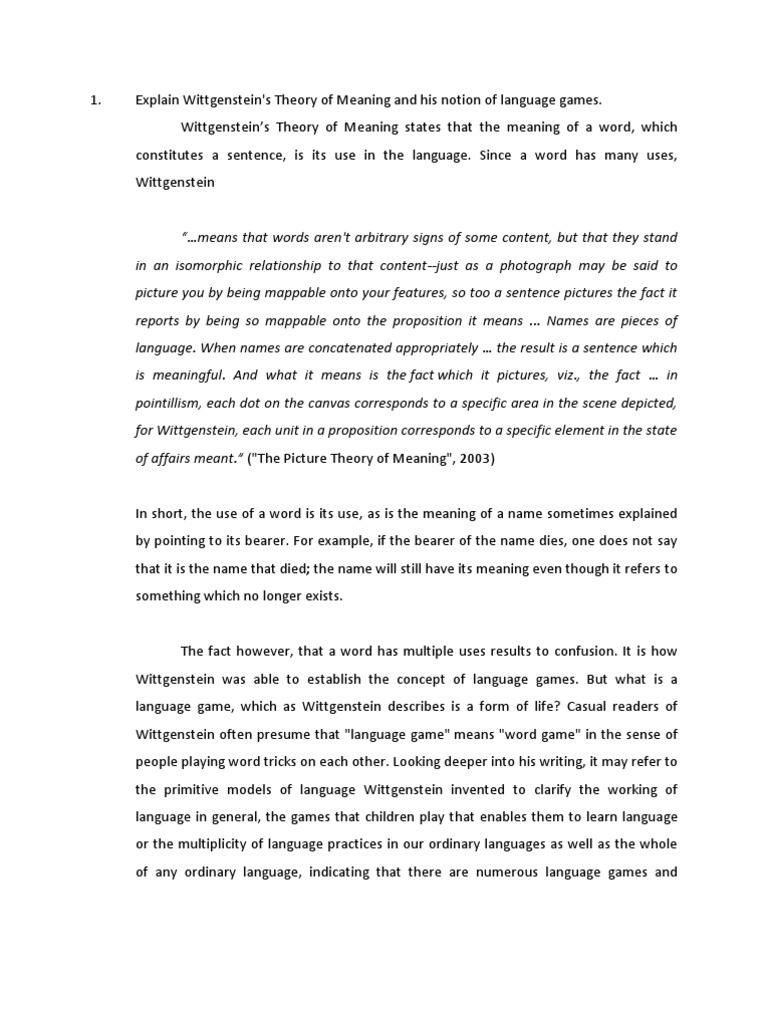 Ludwig Wittgenstein and His Philosophies On Language | PDF | Ludwig ...