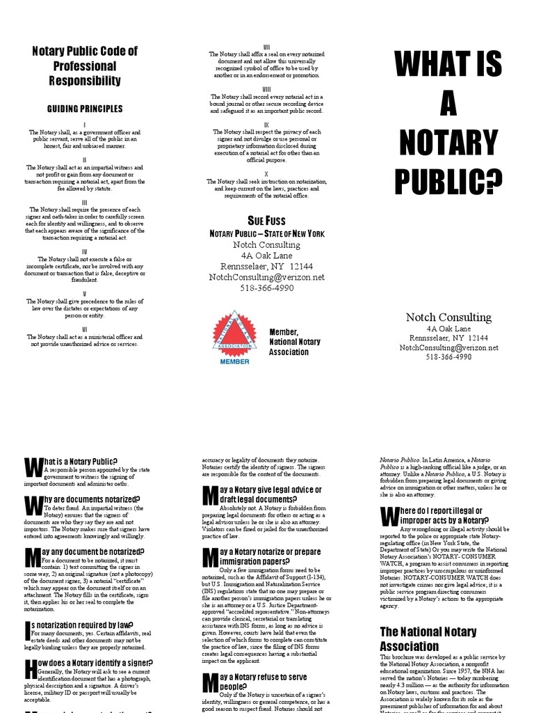 Notch Notary Brochure | Notary Public | Government Information