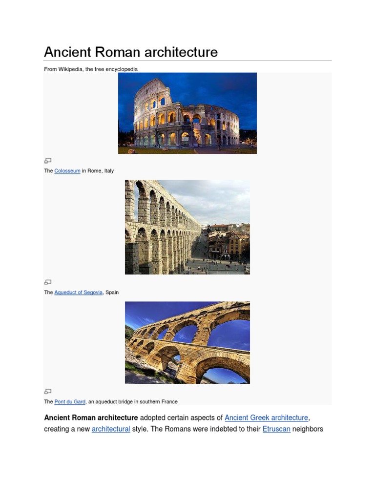Ancient Roman Architecture | PDF | Social Science | Travel