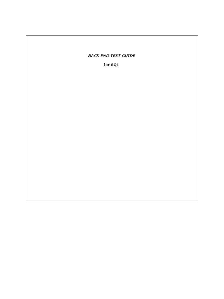 Back-End Testing | PDF | Software Testing | Microsoft Sql Server Back-End Testing | PDF | Software Testing | Microsoft Sql Server