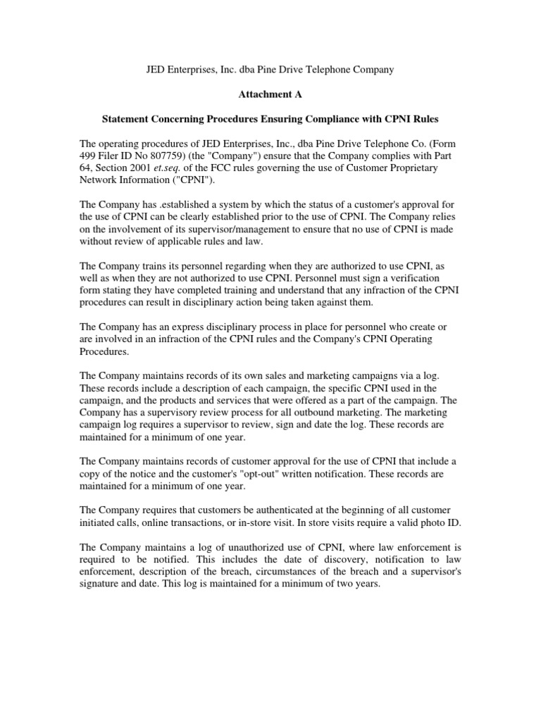 Cpni PDT 2013 | PDF | Federal Communications Commission | Customer ...
