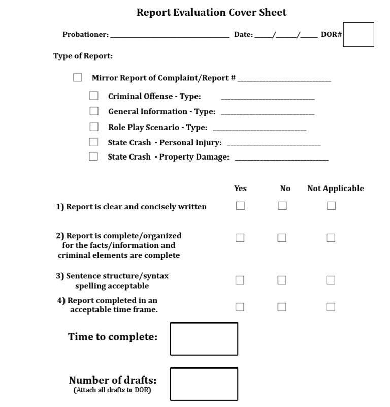 Police Report Evaluation Cover Sheet | PDF